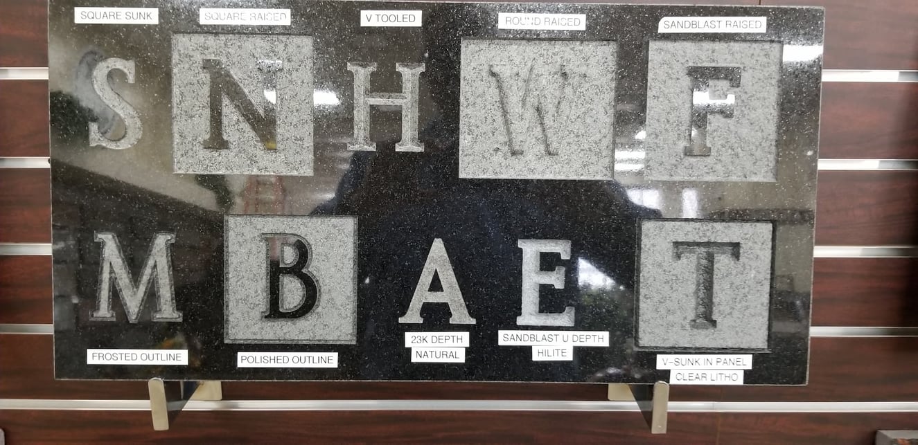 How Headstone Lettering Appears on Different Granite Colors